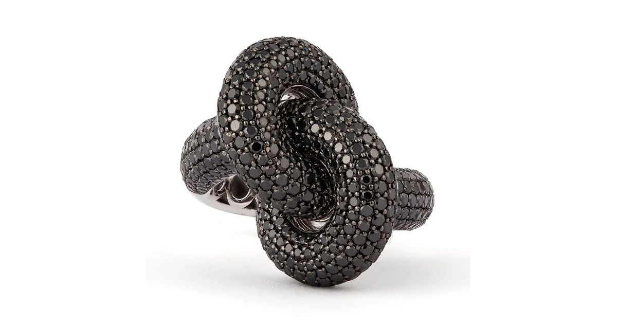 Engelbert Stockholm The Legacy Knot Ring Knot Black Vitguld 12-5102-560 ...